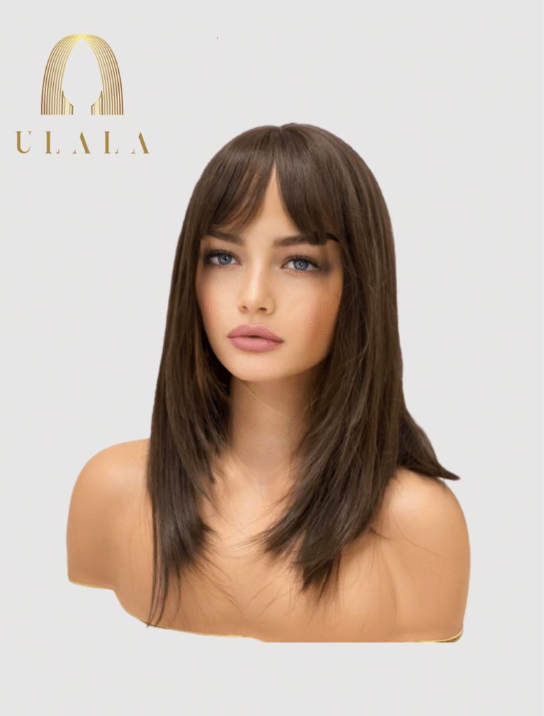 Természetes barna középhosszú paróka - 70% emberi haj - ULALA