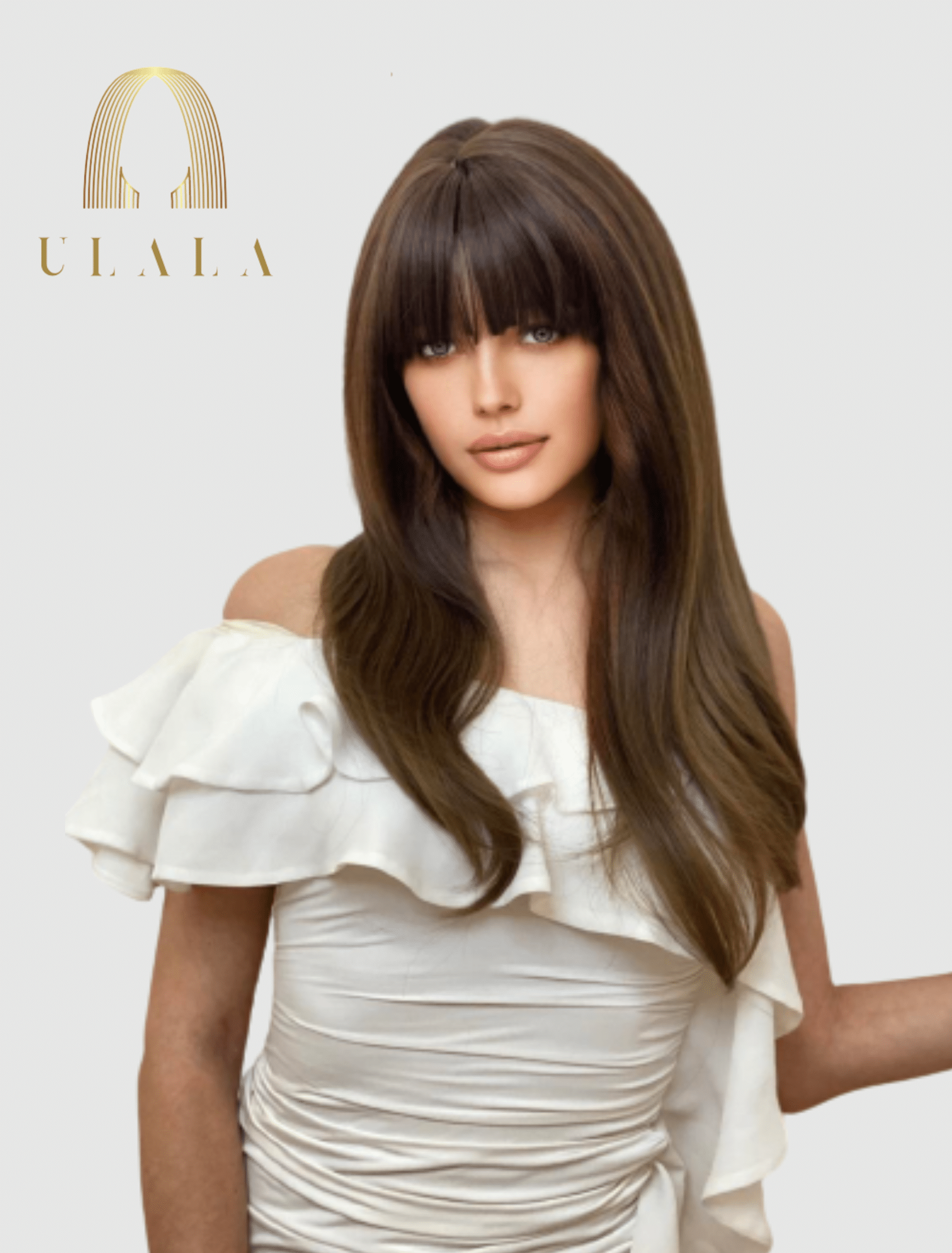 100% emberi haj paróka - Hosszú barna balayage - ULALA