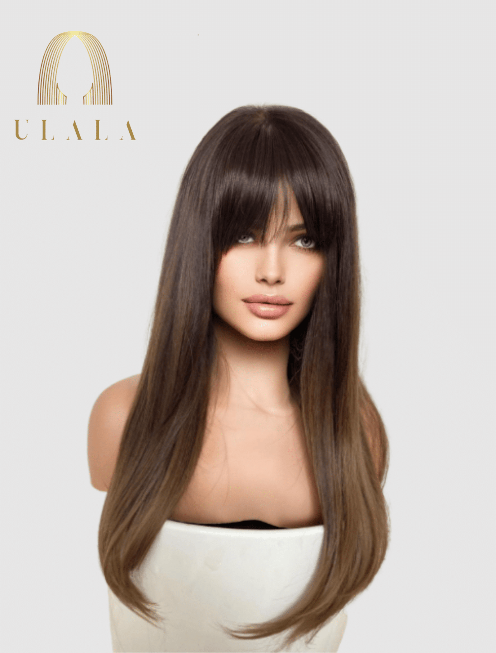 100% emberi haj paróka - Hosszú barna balayage - ULALA
