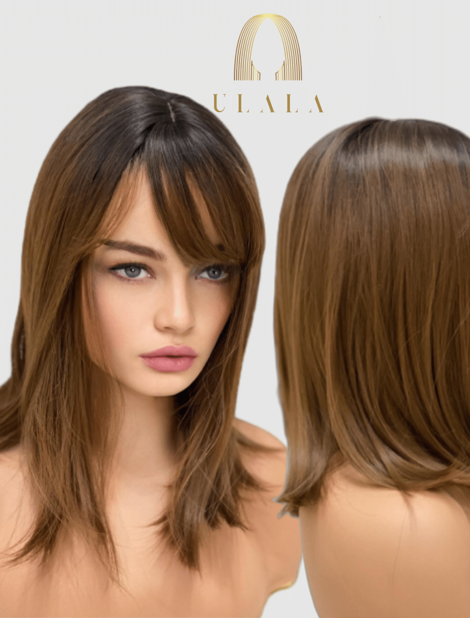 Emberi haj paróka - középhosszú barna balayage - ULALA