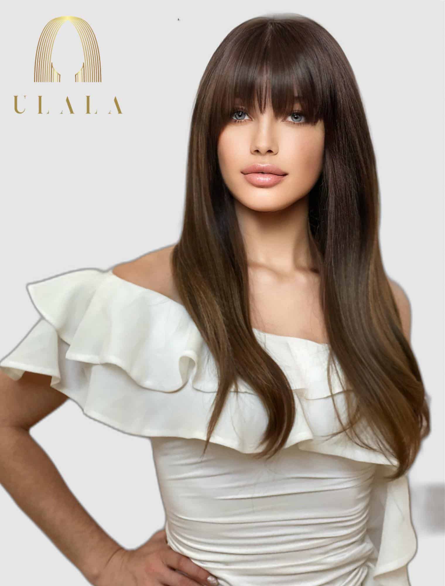 100% emberi haj paróka - Hosszú barna balayage - ULALA