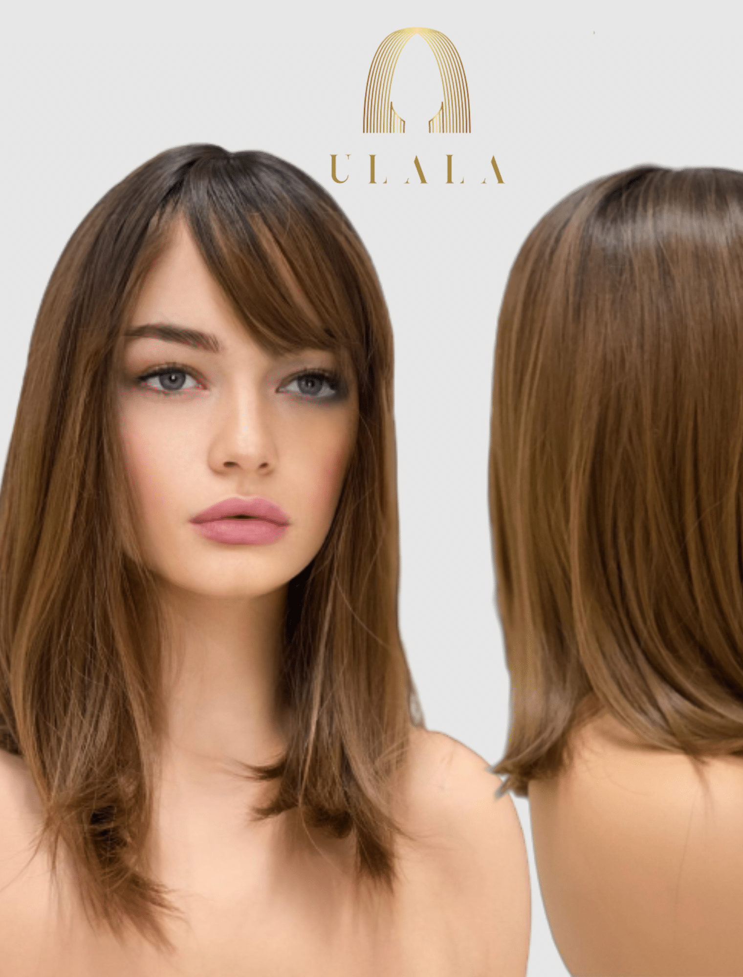 Emberi haj paróka - középhosszú barna balayage - ULALA