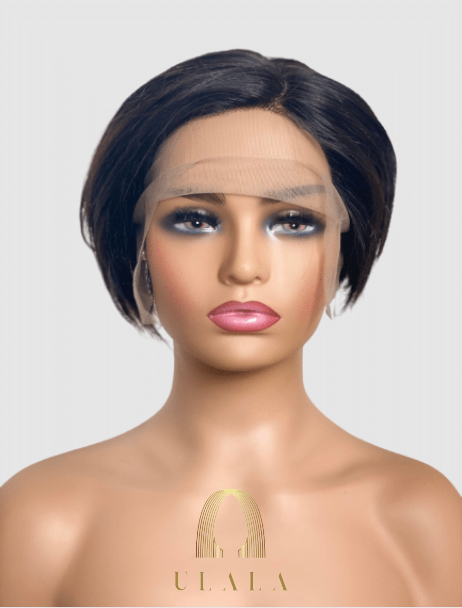 Rövid barna hálós / csipke paróka - 100% emberi haj - ULALA