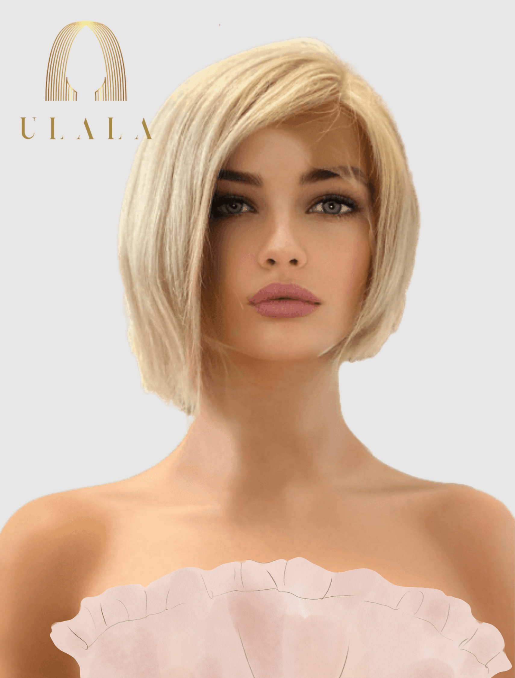 Rövid szőke hálós/csipke (lace front) paróka - ULALA